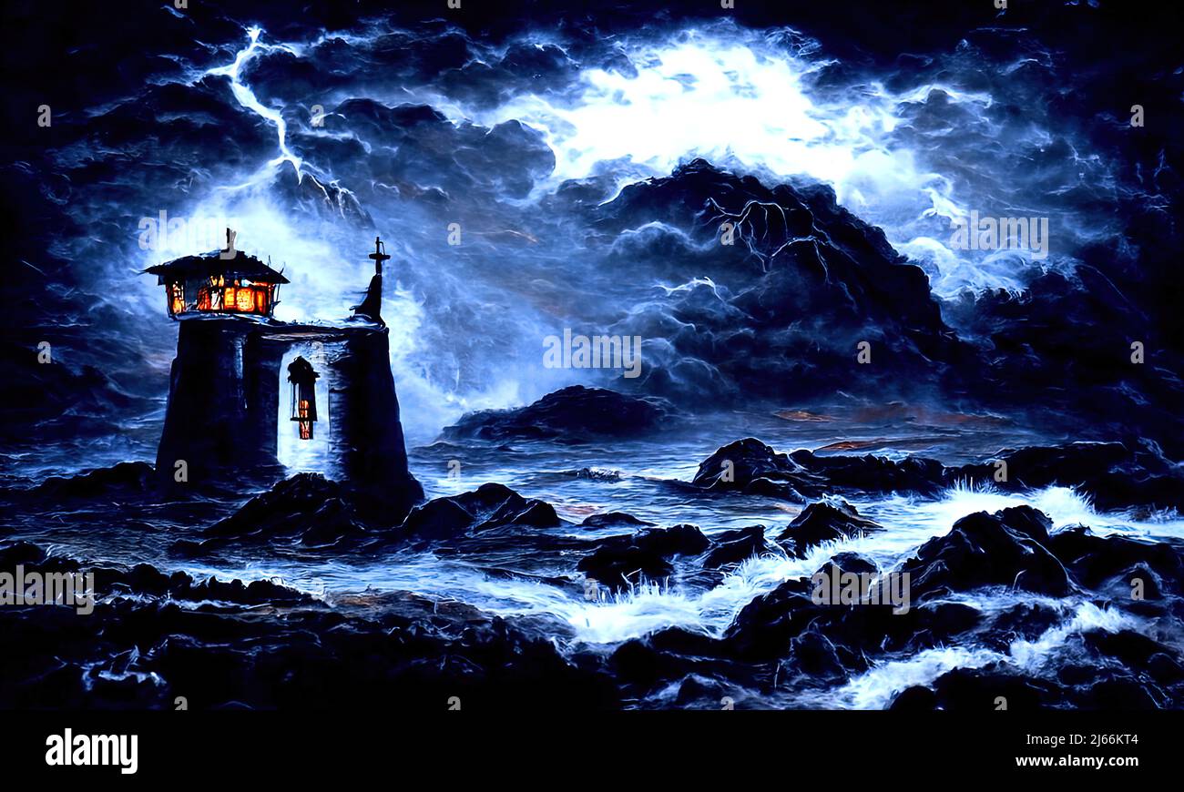 Dark storm sea rocks hi-res stock photography and images - Alamy