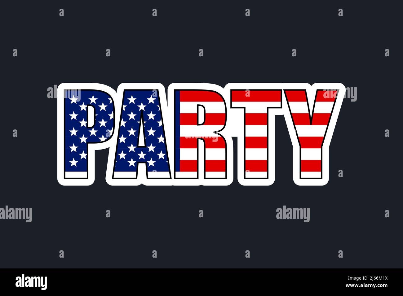 word Party american flag colors, election vote emblem badge sticker ...