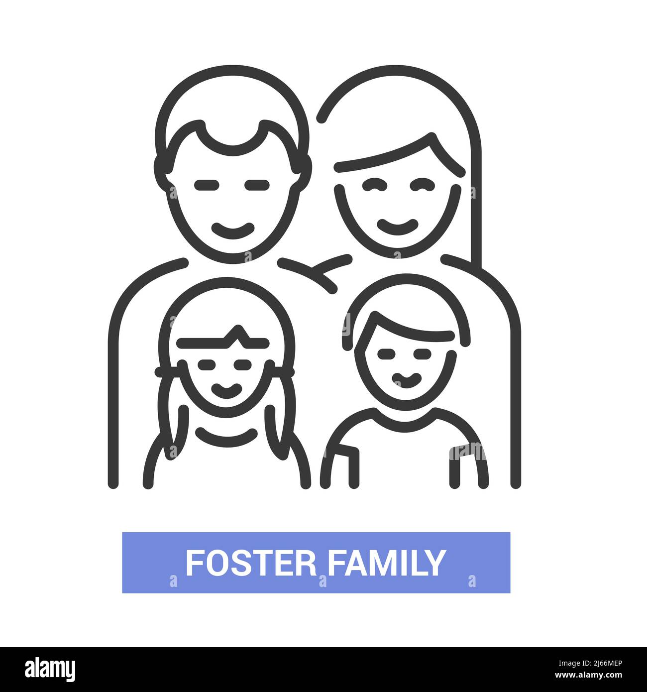 Foster family - vector line design single isolated icon Stock Vector ...
