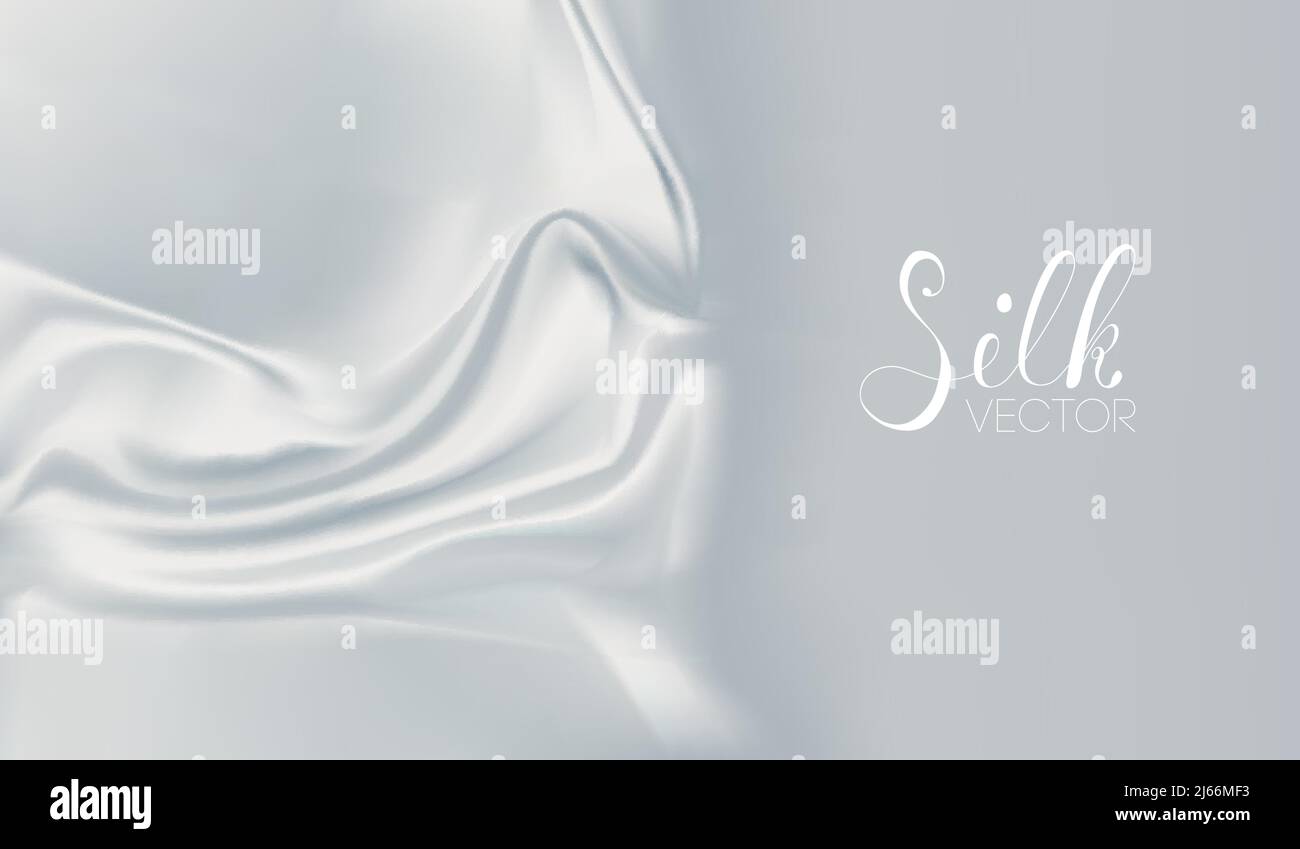 White silk cloth background vector. Light wave effect. Realistic silk ...