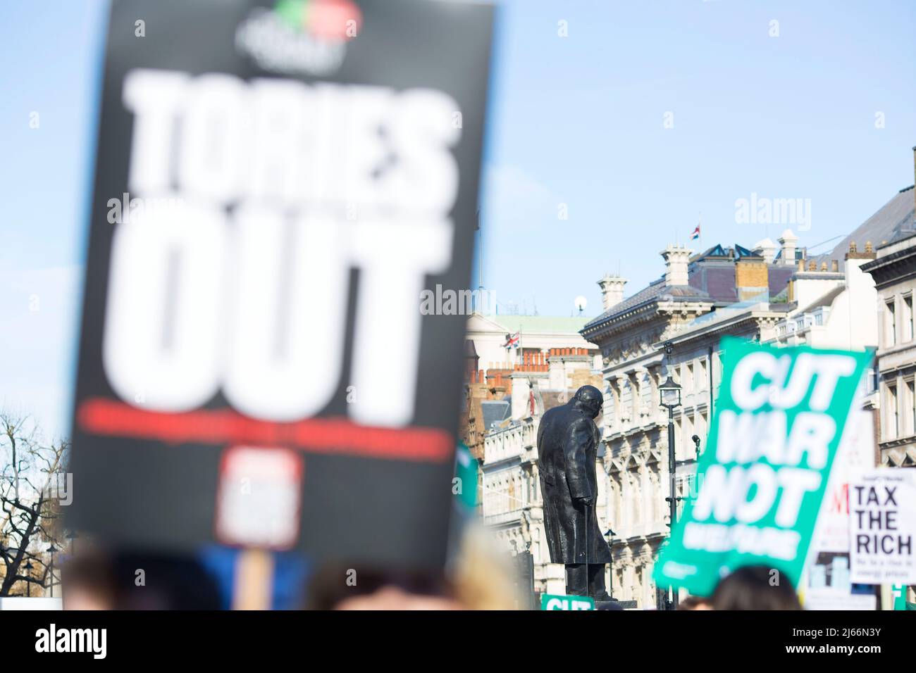 Participants gather during a Cost of Living Crisis demonstration in ...