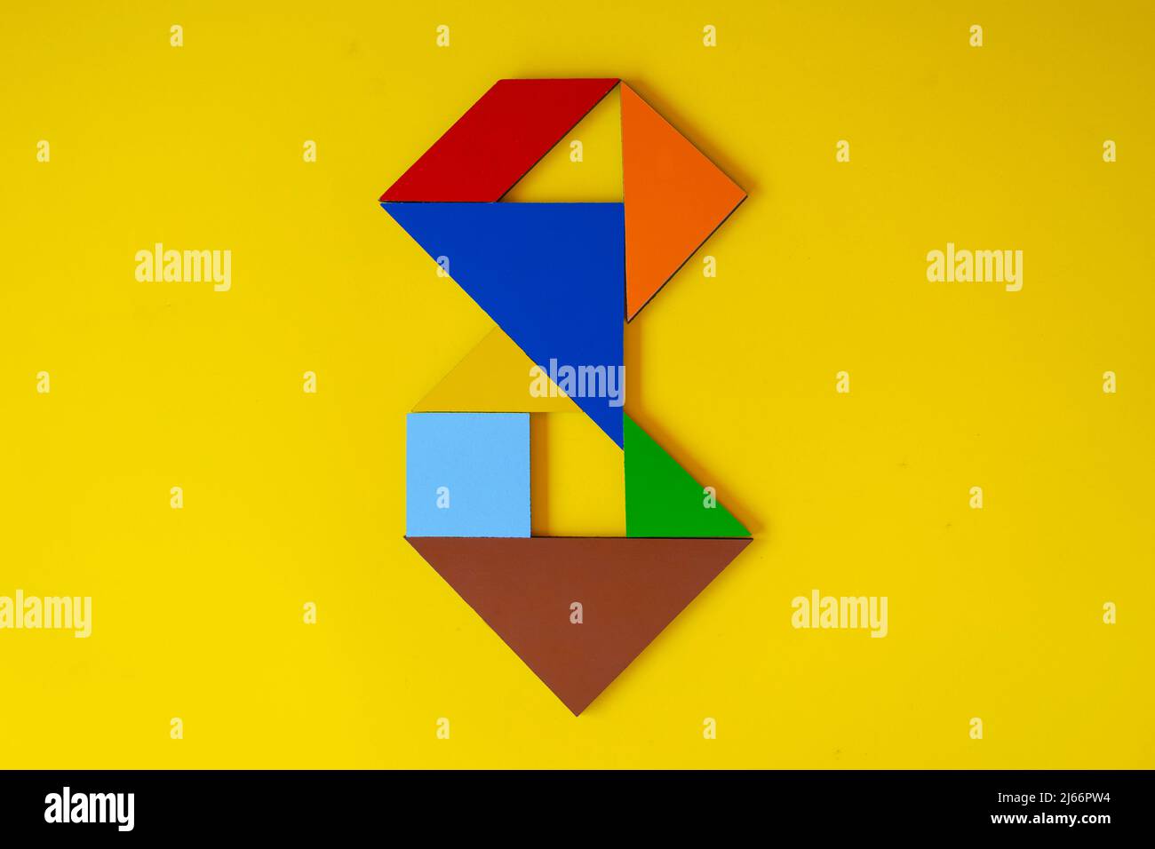 Colorful number 8 made with tangram toy, colored tangram number seven ...