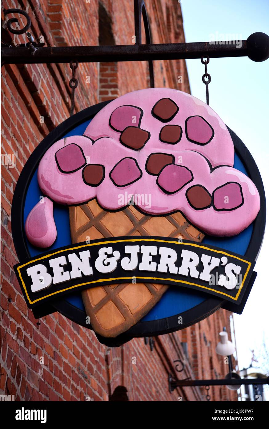 A sign over a Ben & Jerry's ice cream shop in the Fisherman's Wharf ...