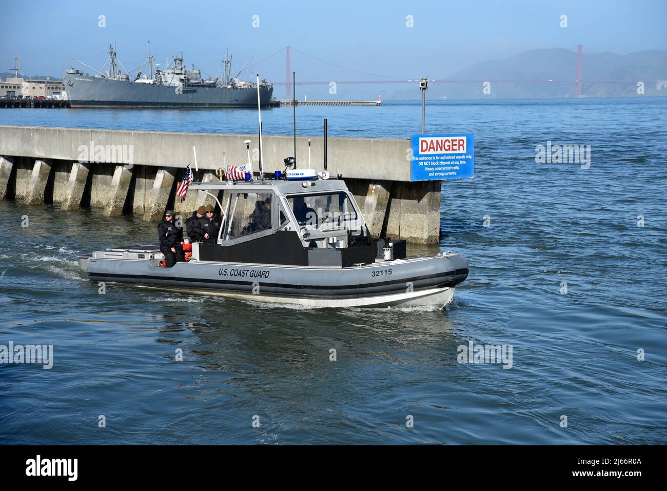 Members of the U.S. Coast Guard patrol the waters off San Francisco in ...