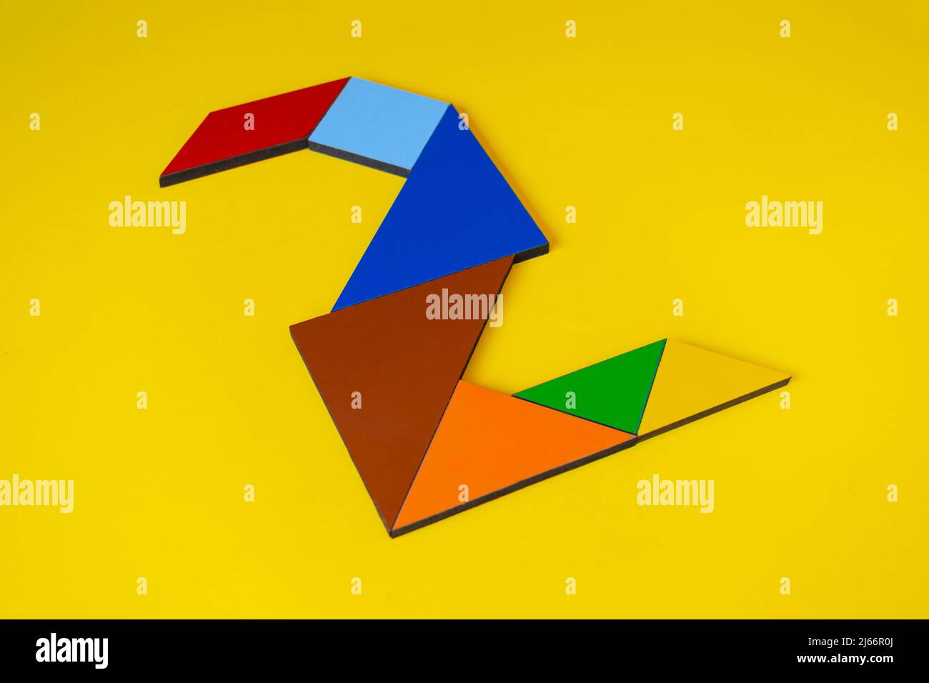 Colorful number 2 made with tangram toy, colored tangram number seven ...