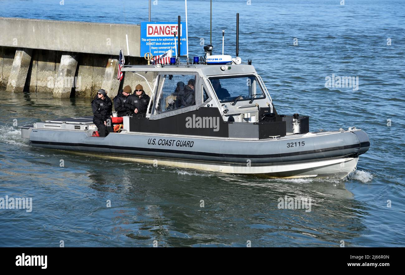 Members of the U.S. Coast Guard patrol the waters off San Francisco in ...
