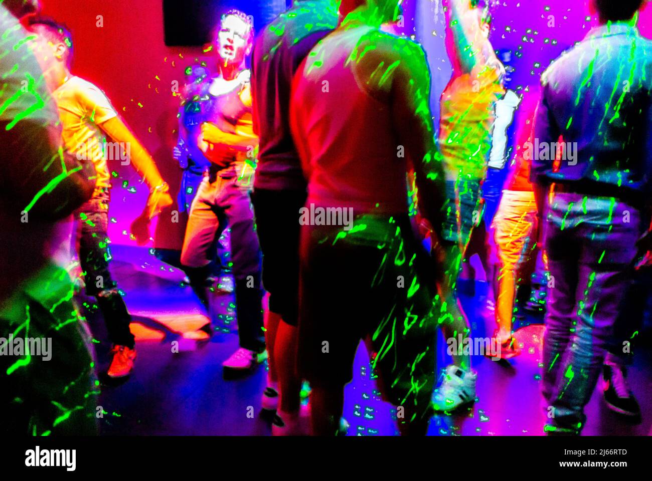 Paris, France, Young People, Crowd Gay Men, Dancing in Night club, Blur ...