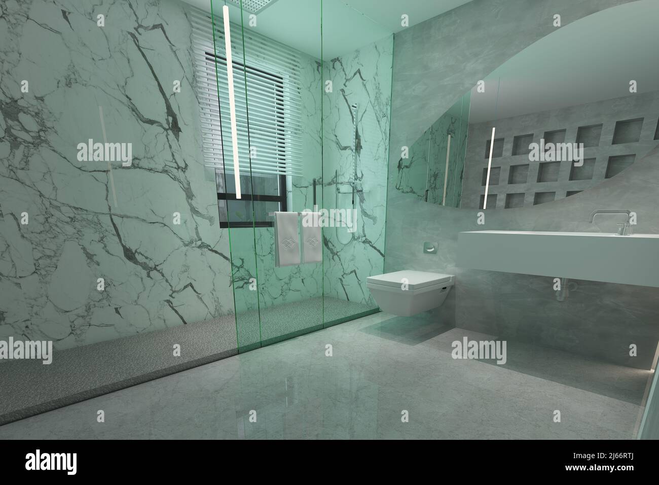 simple modern bathroom, 3d rendering Stock Photo - Alamy