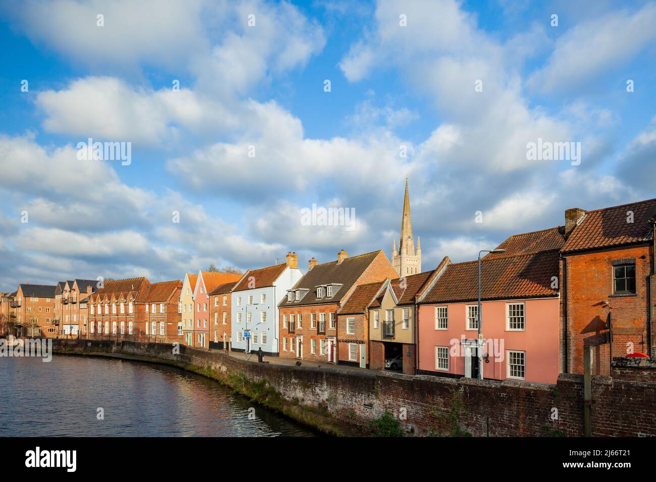 Spring afternoon on the riverside in Norwich, Norfolk, England Stock ...