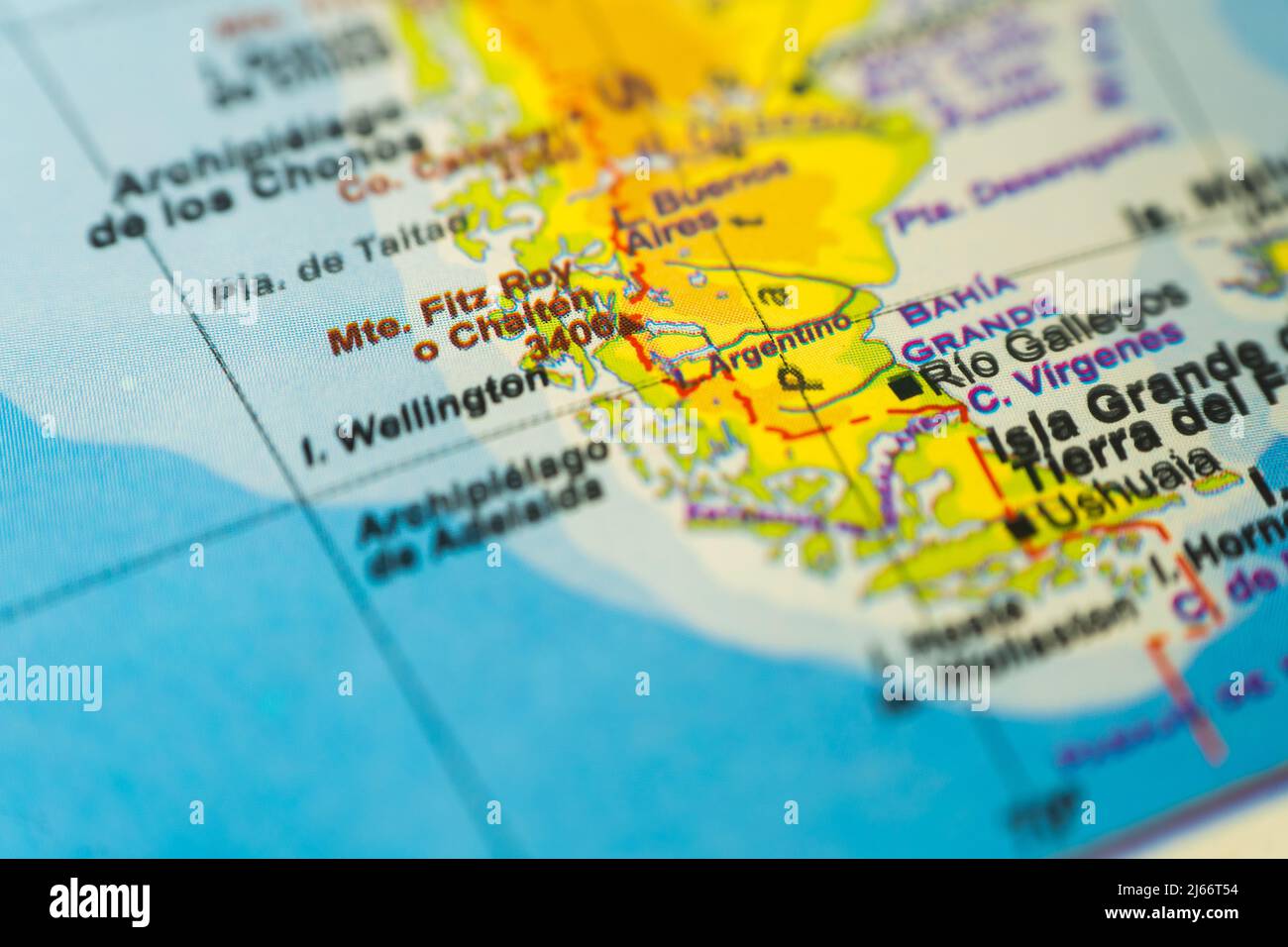 Close-up orographic map of southern Patagonia Argentina and southern ...