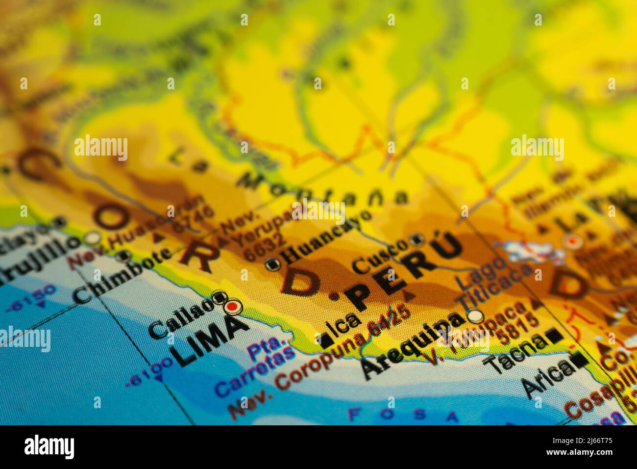 Orographic map of Peru, with references in Spanish. Concept of ...