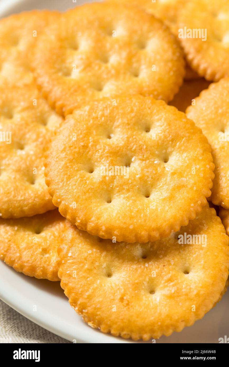 Salty Crispy Round Crackers Ready to Eat Stock Photo - Alamy