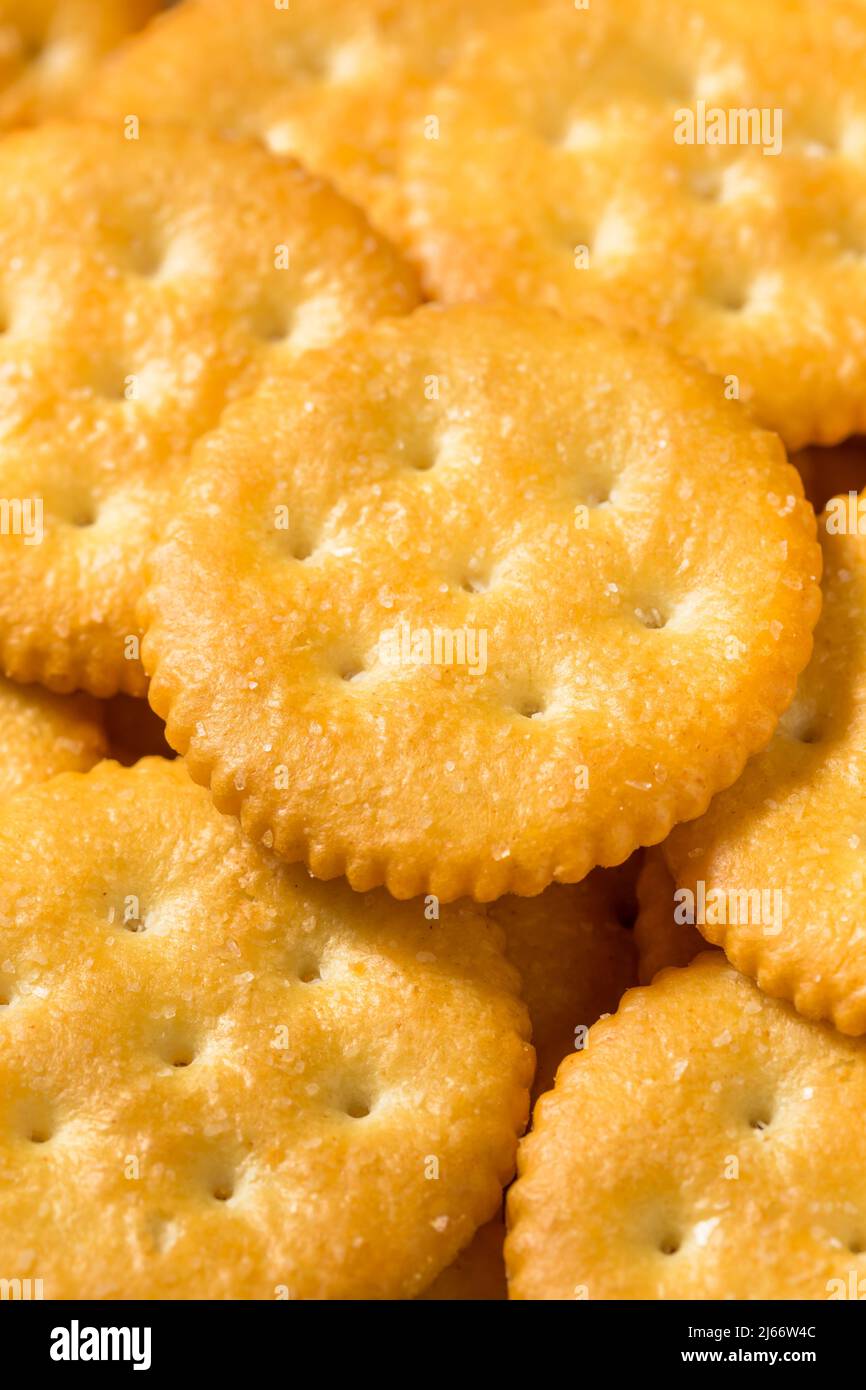 Salty Crispy Round Crackers Ready to Eat Stock Photo - Alamy