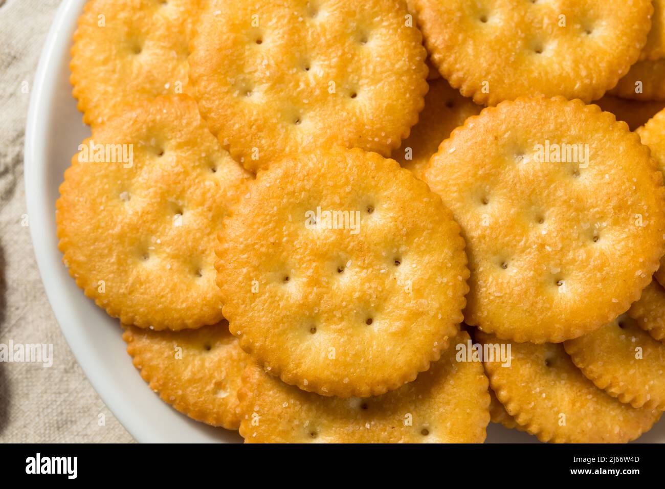 Salty Crispy Round Crackers Ready to Eat Stock Photo - Alamy
