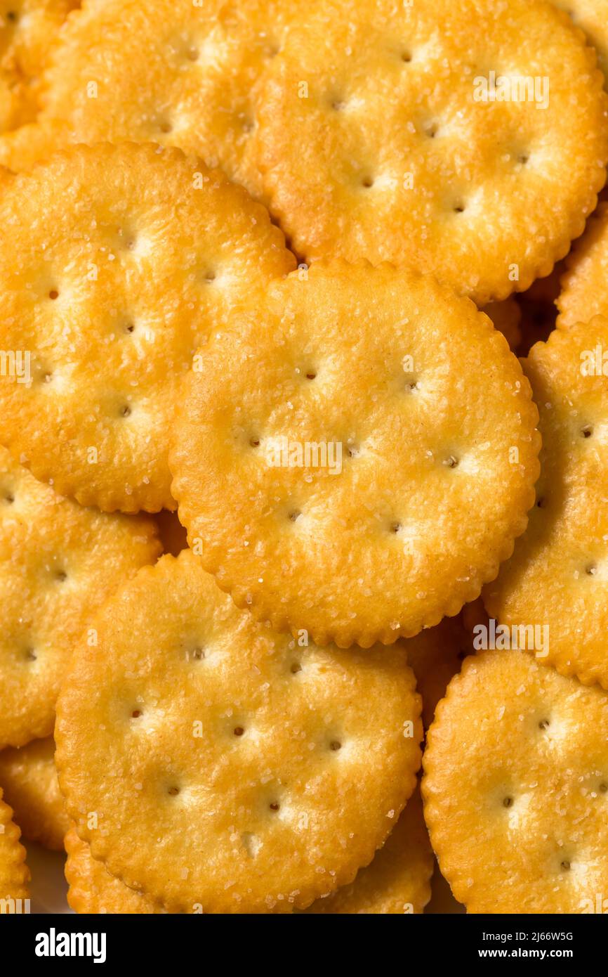 Salty Crispy Round Crackers Ready to Eat Stock Photo - Alamy