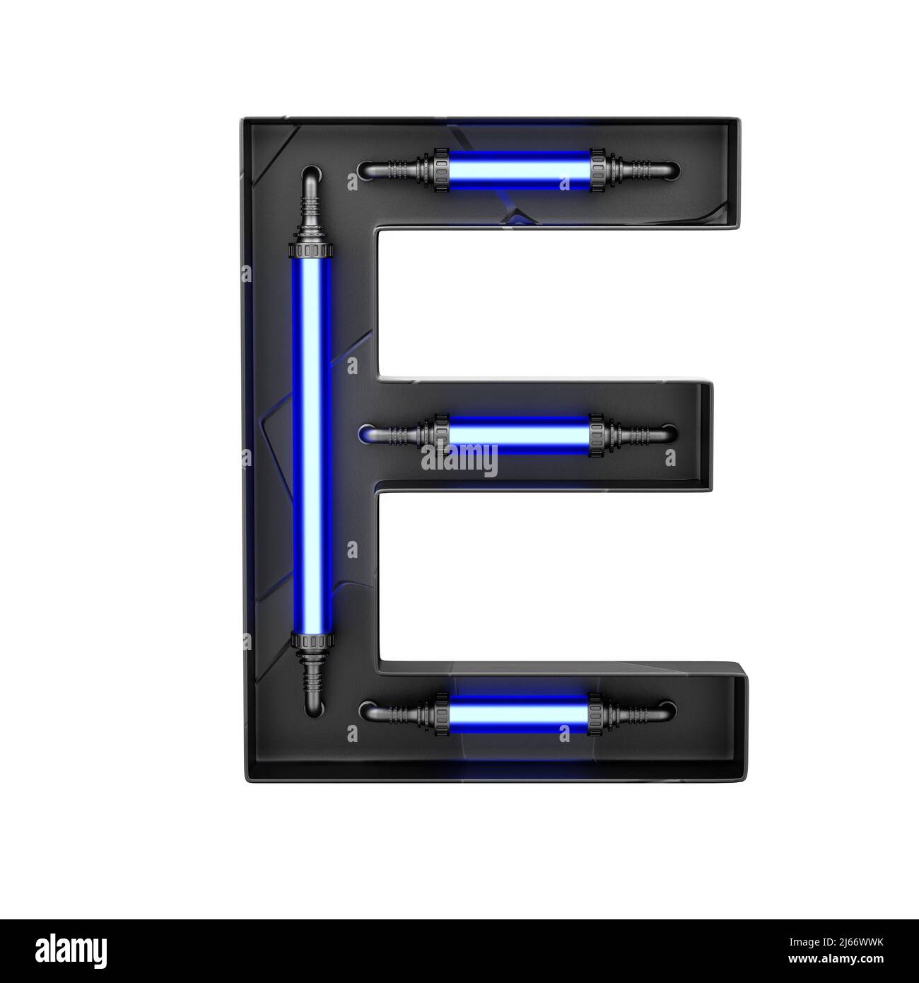 Futuristic technology font. Letter E. 3d render Stock Photo - Alamy