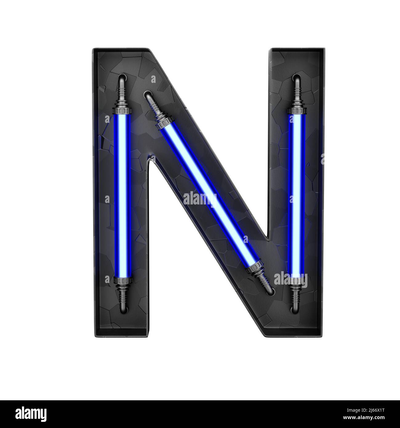 Futuristic technology font. Letter N. 3d render Stock Photo - Alamy