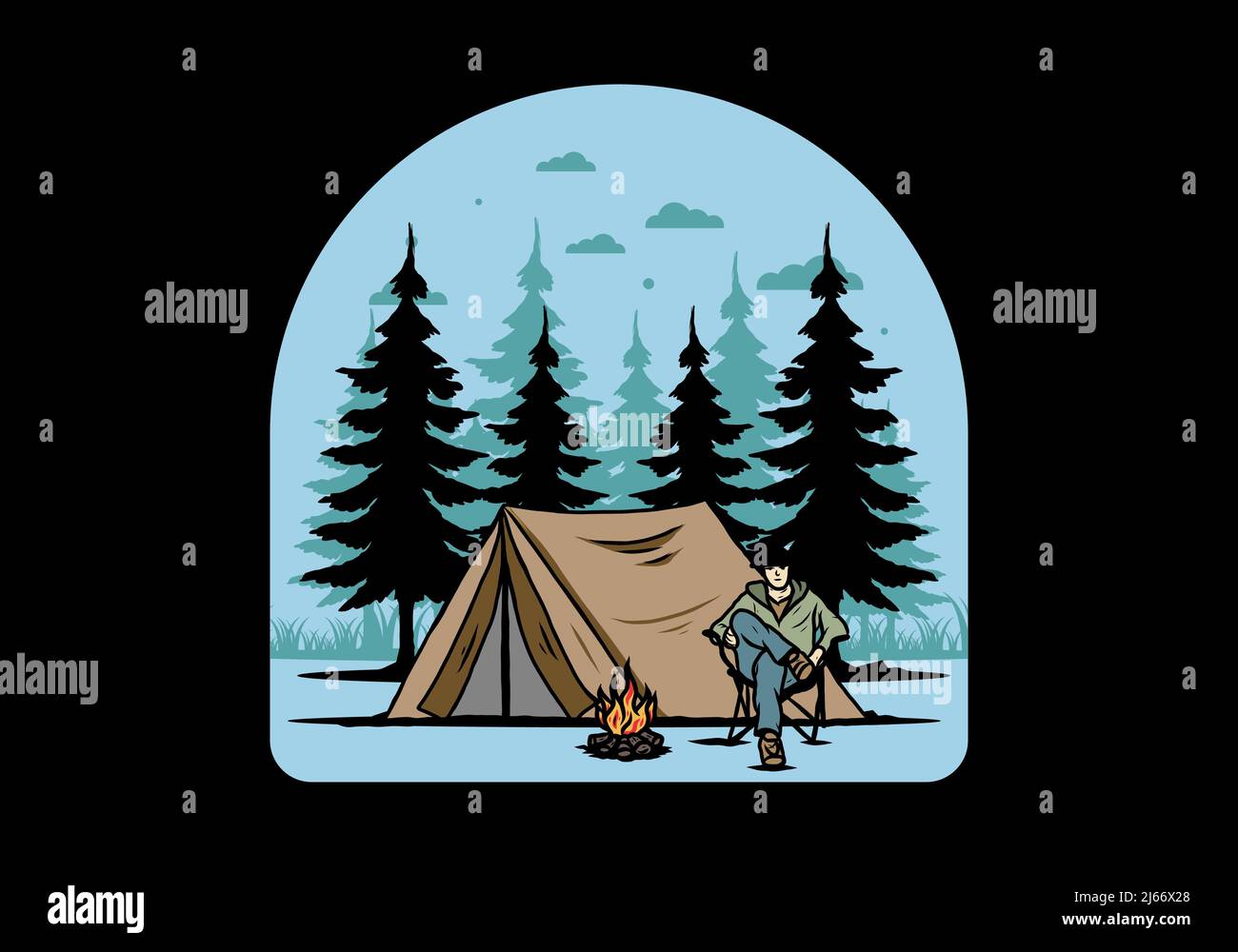 Relax in front of the tent illustration design Stock Vector Image & Art ...