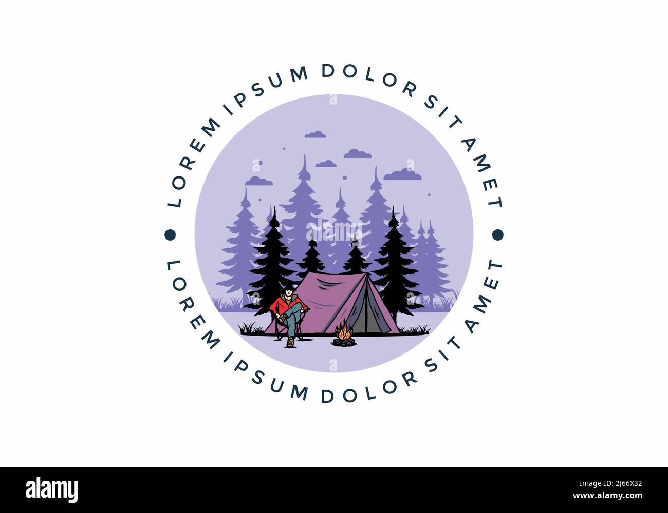 Relax in front of the tent illustration design Stock Vector Image & Art ...