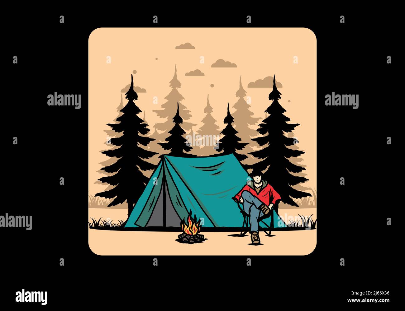 Relax in front of the tent illustration design Stock Vector Image & Art ...