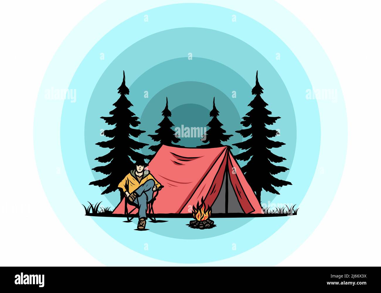 Relax in front of the tent illustration design Stock Vector Image & Art ...