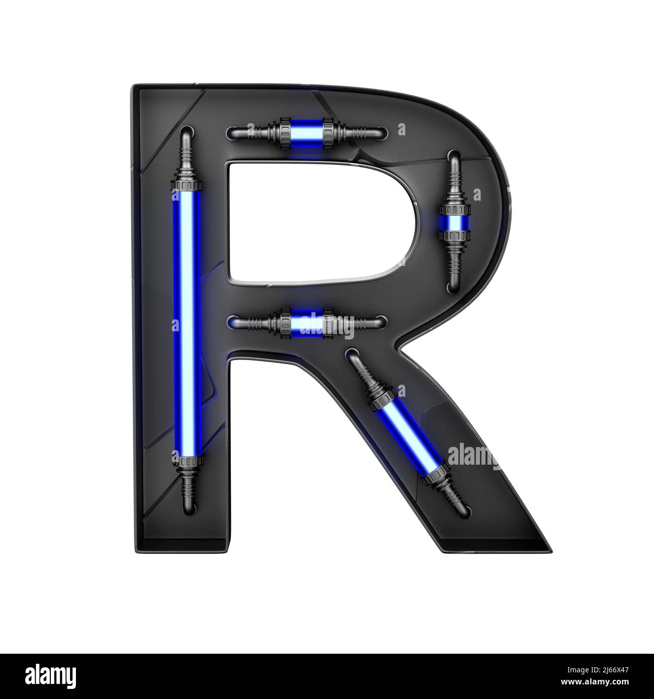 Futuristic technology font. Letter R. 3d render Stock Photo - Alamy