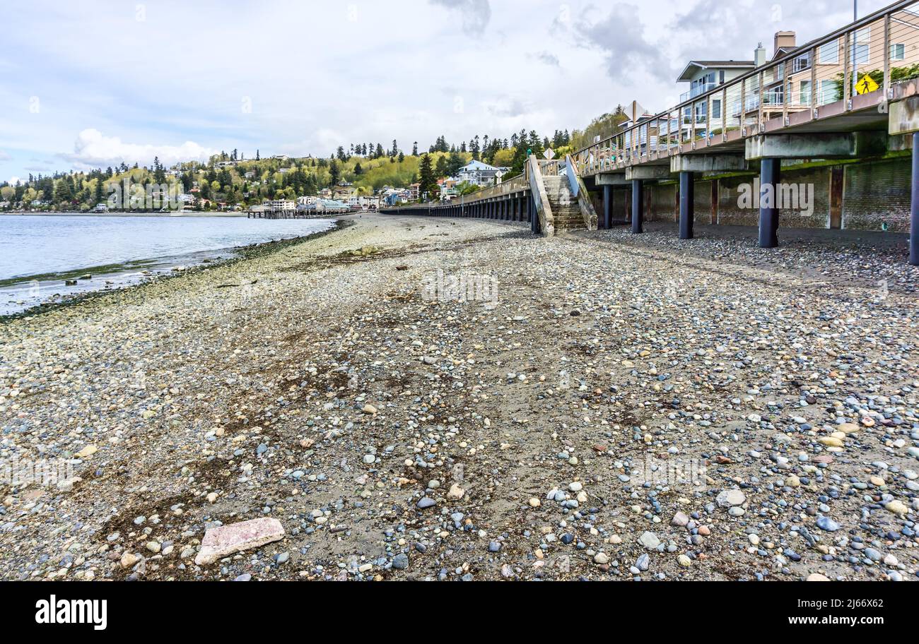 Landscape shot of the shoreline in Redondo Beach, Washington Stock ...