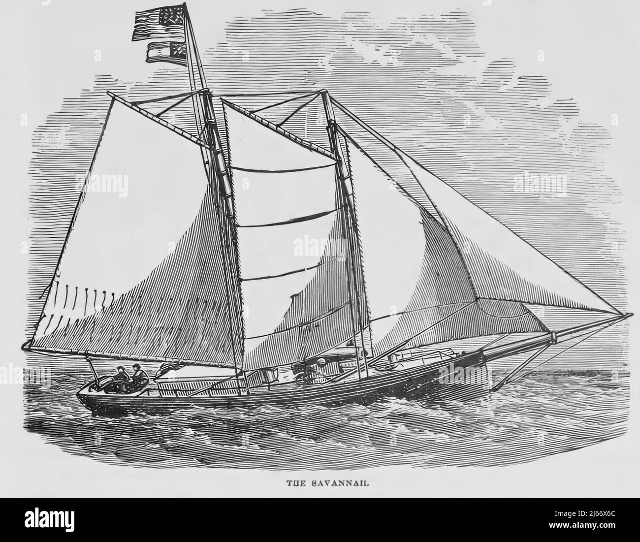 The USS Savannah frigate ship, in the American Civil War. 19th century ...