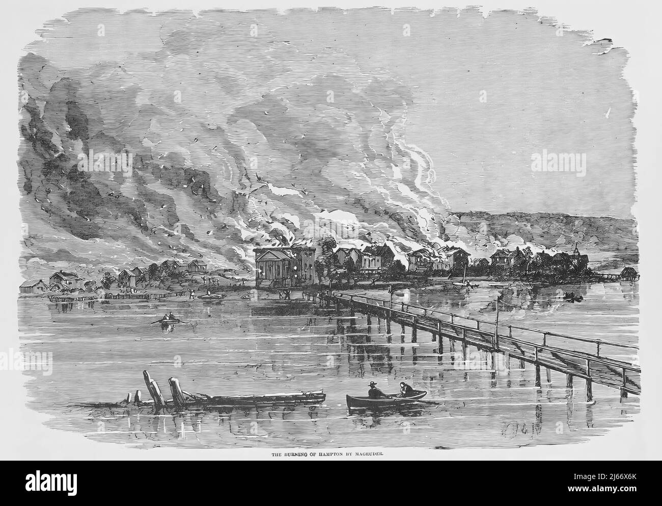 The Burning of Hampton, Virginia by Confederate General John Bankhead ...