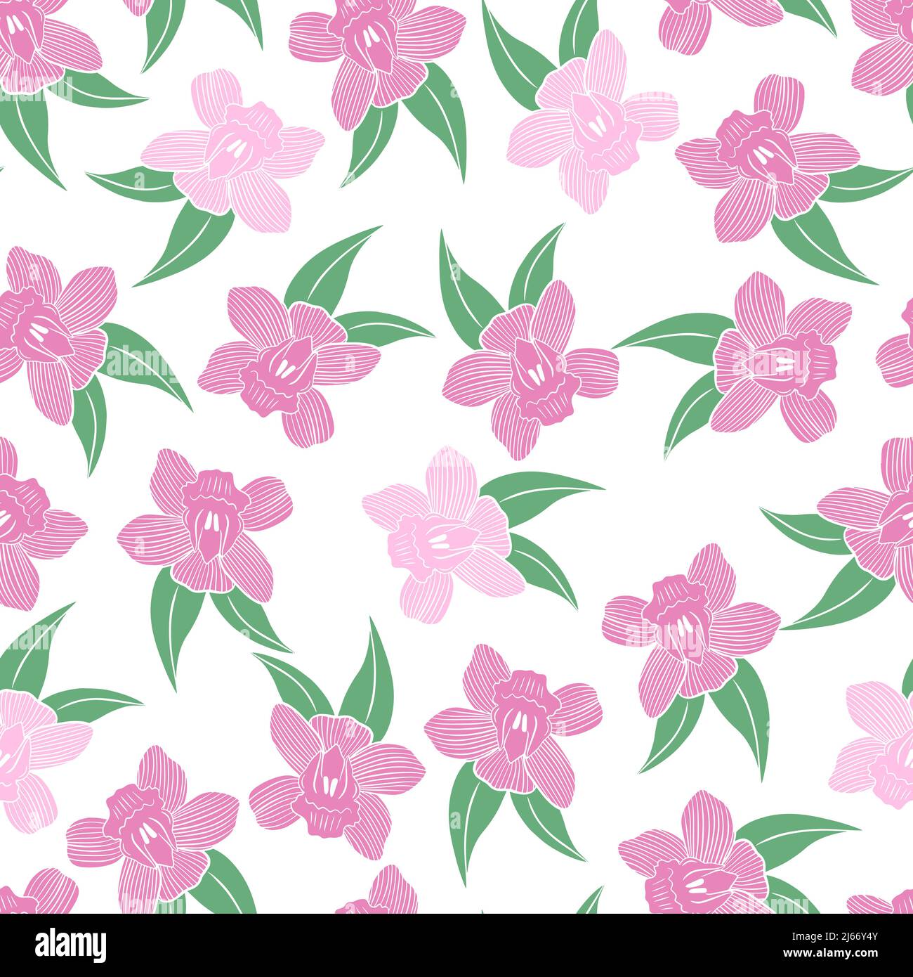 Seamless pattern pink orchids vector illustration Stock Vector Image ...