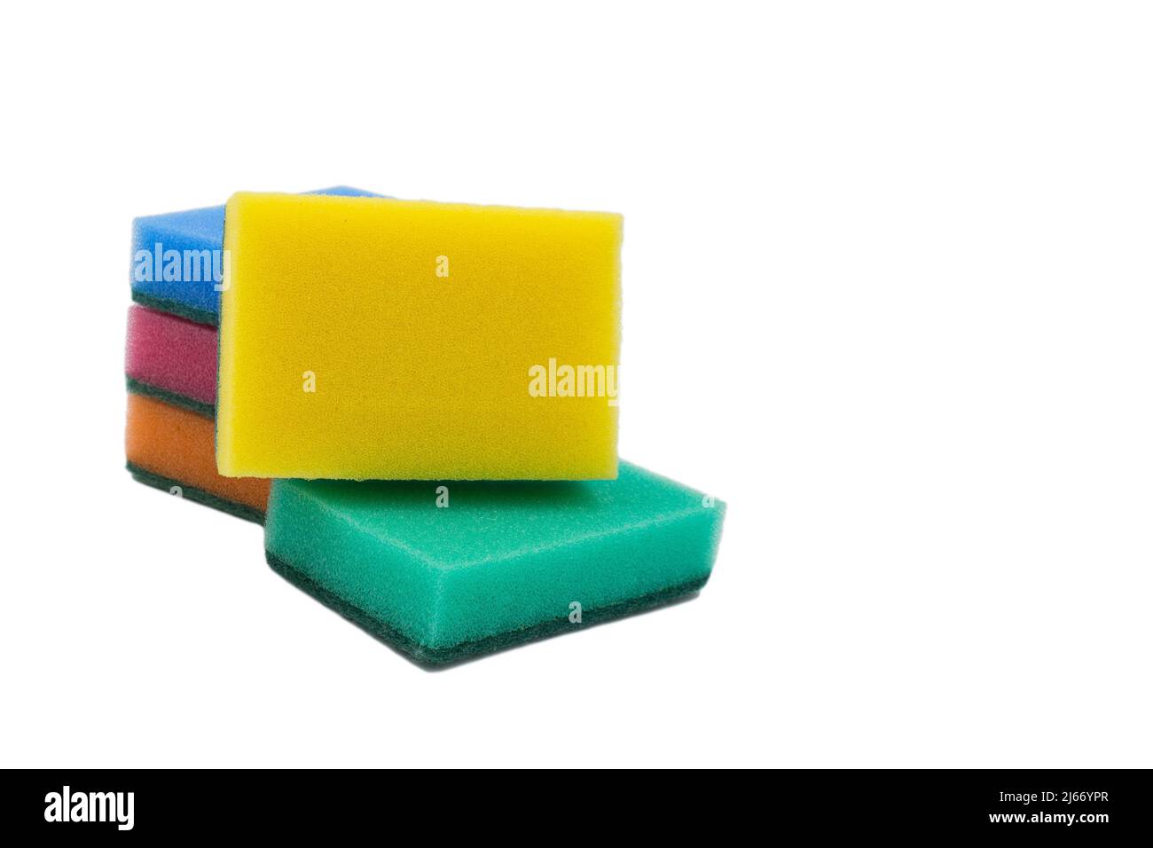 Multi-colored sponges for household work from foam rubber, stack, on a ...