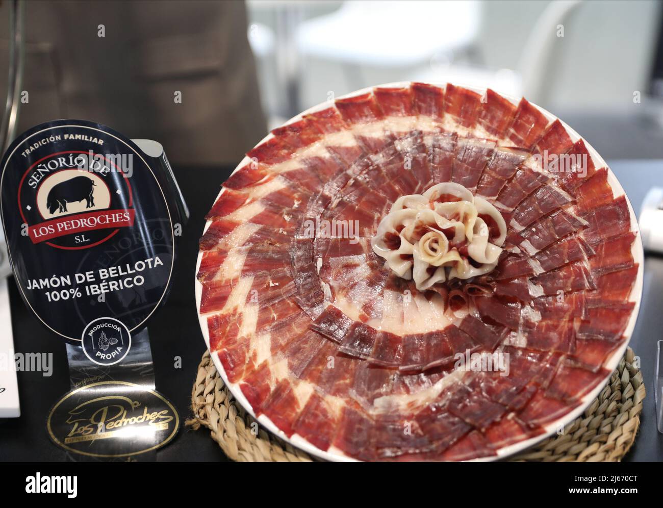A dish of Iberico ham on display during the 35th edition of the Salon ...