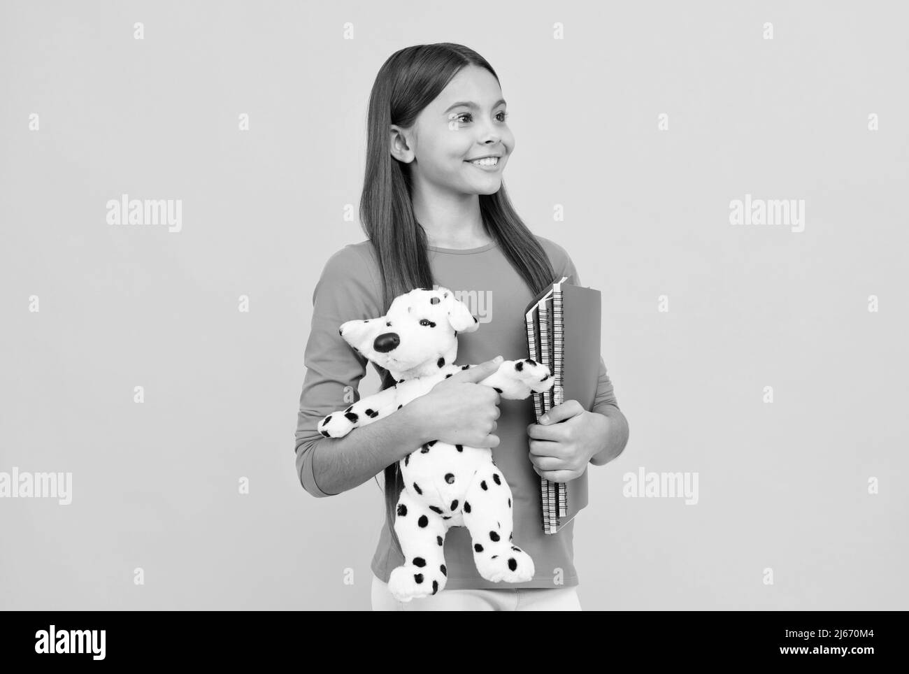 happy kid going to do homework with notepad. teenager student holding ...