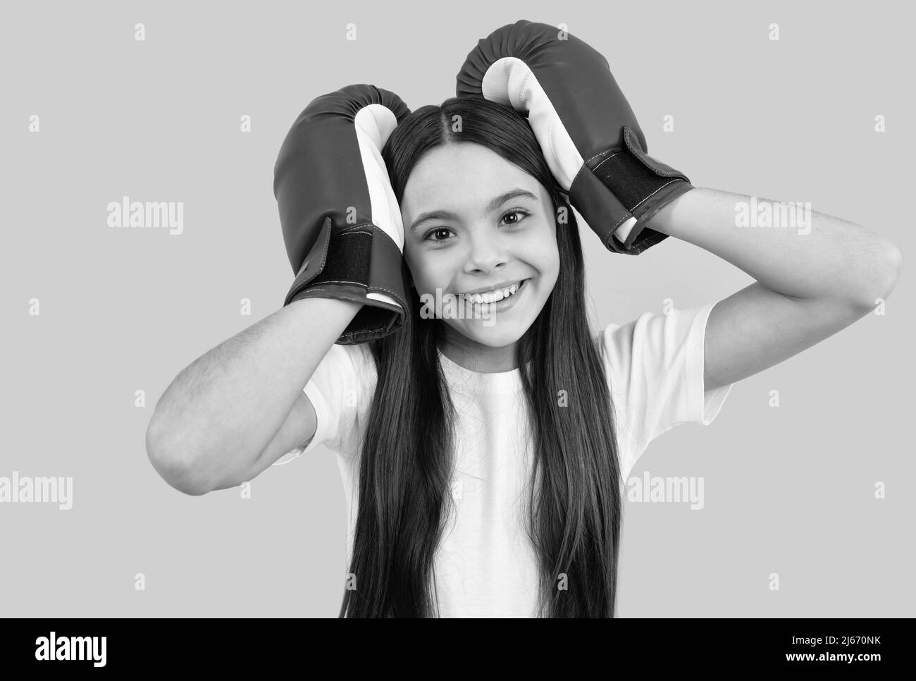 pure joy. successful smiling kid boxer. fight for success. confident ...