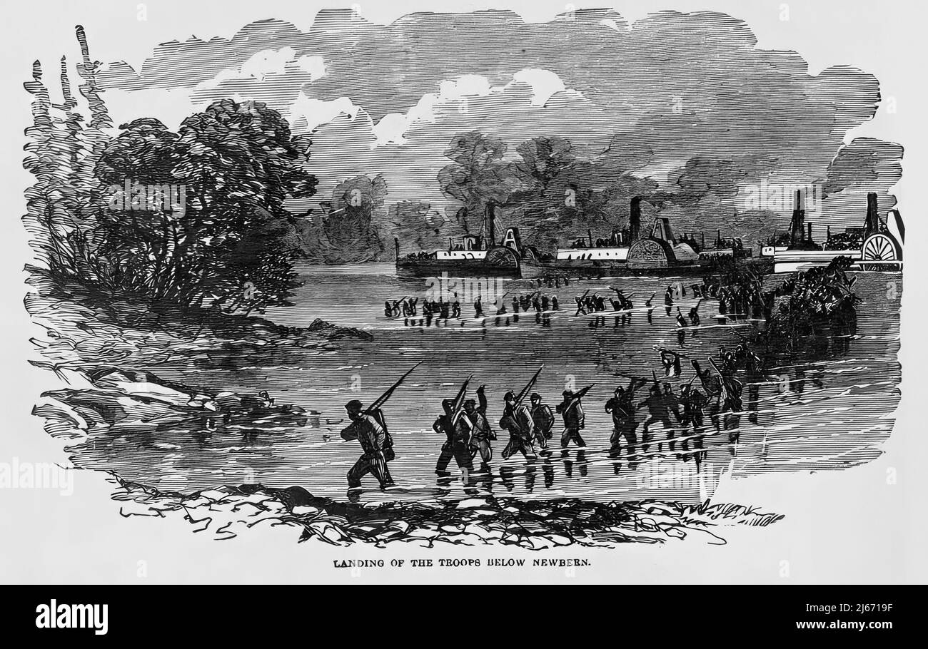 Landing of the Troops Below New Bern, Battle of New Bern, March 1862 ...