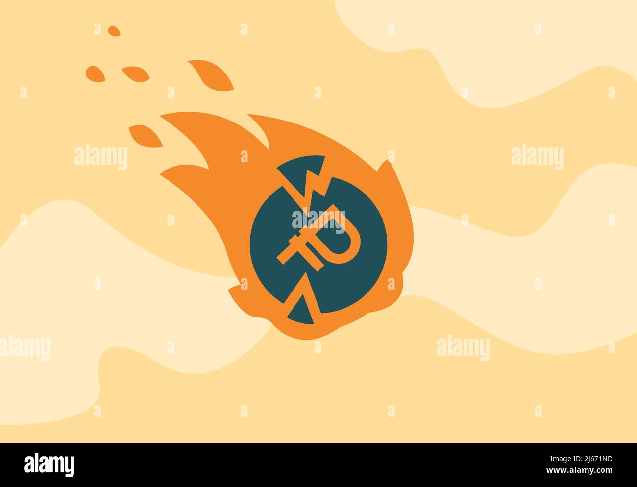 Fall of russian ruble concept vector illustration. depreciation of the ...