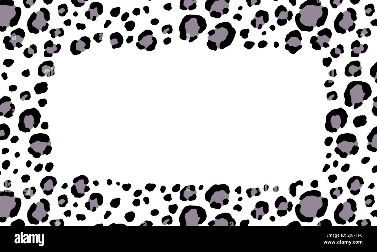 Black and white frame with modern ornament of stylized leopard skin ...