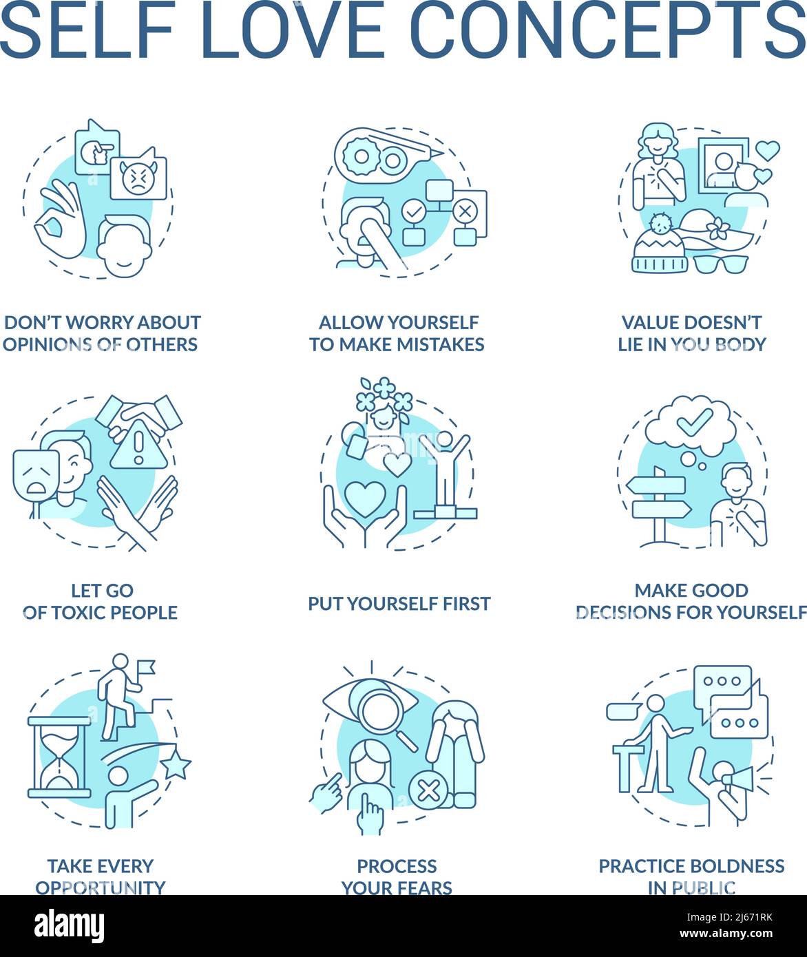 Self love turquoise concept icons set Stock Vector Image & Art - Alamy