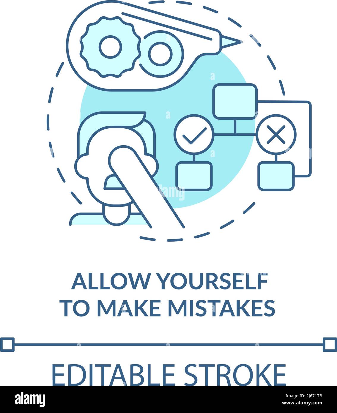 Allow yourself to make mistakes turquoise concept icon Stock Vector ...