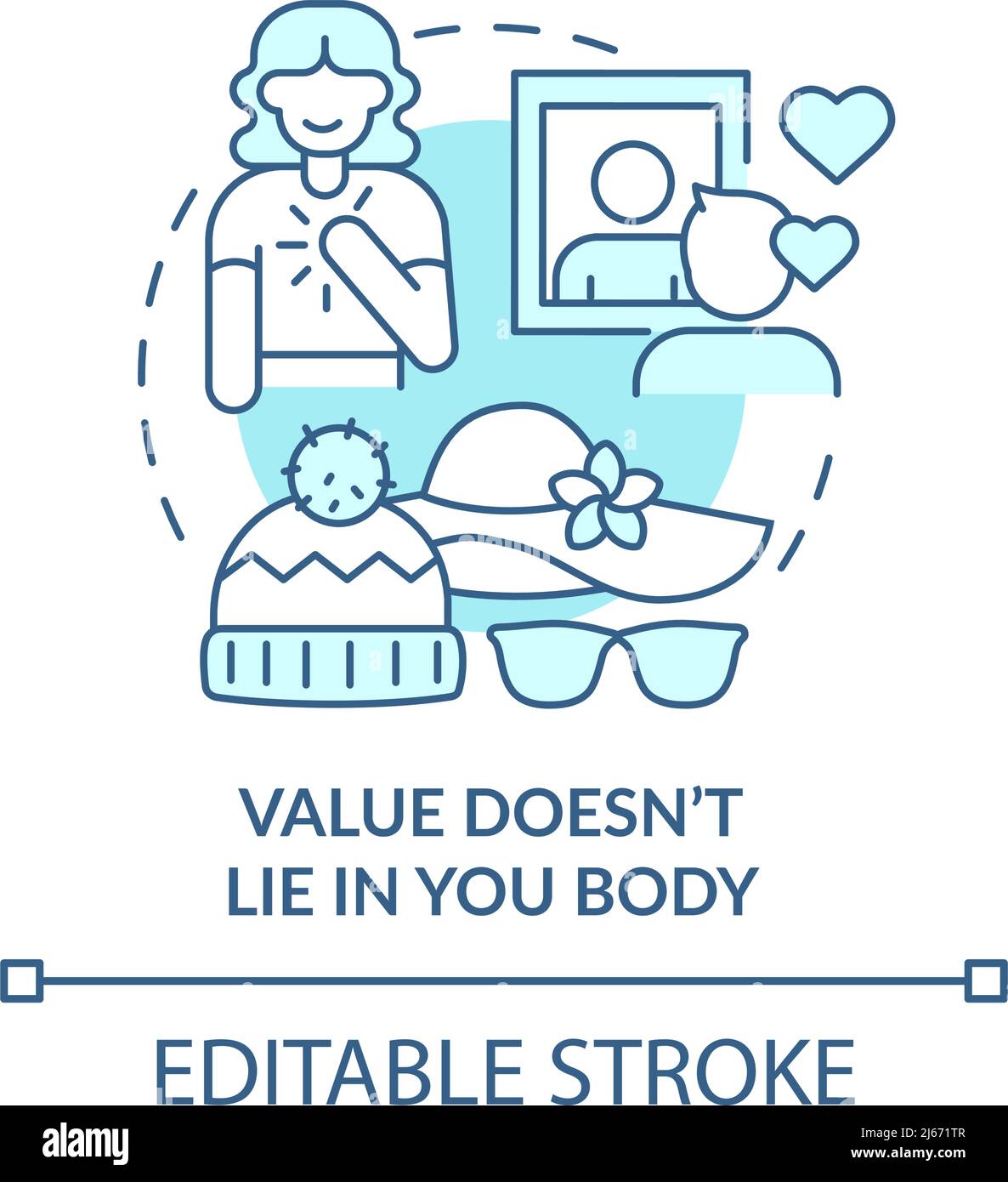 Value does not lie in your body turquoise concept icon Stock Vector ...