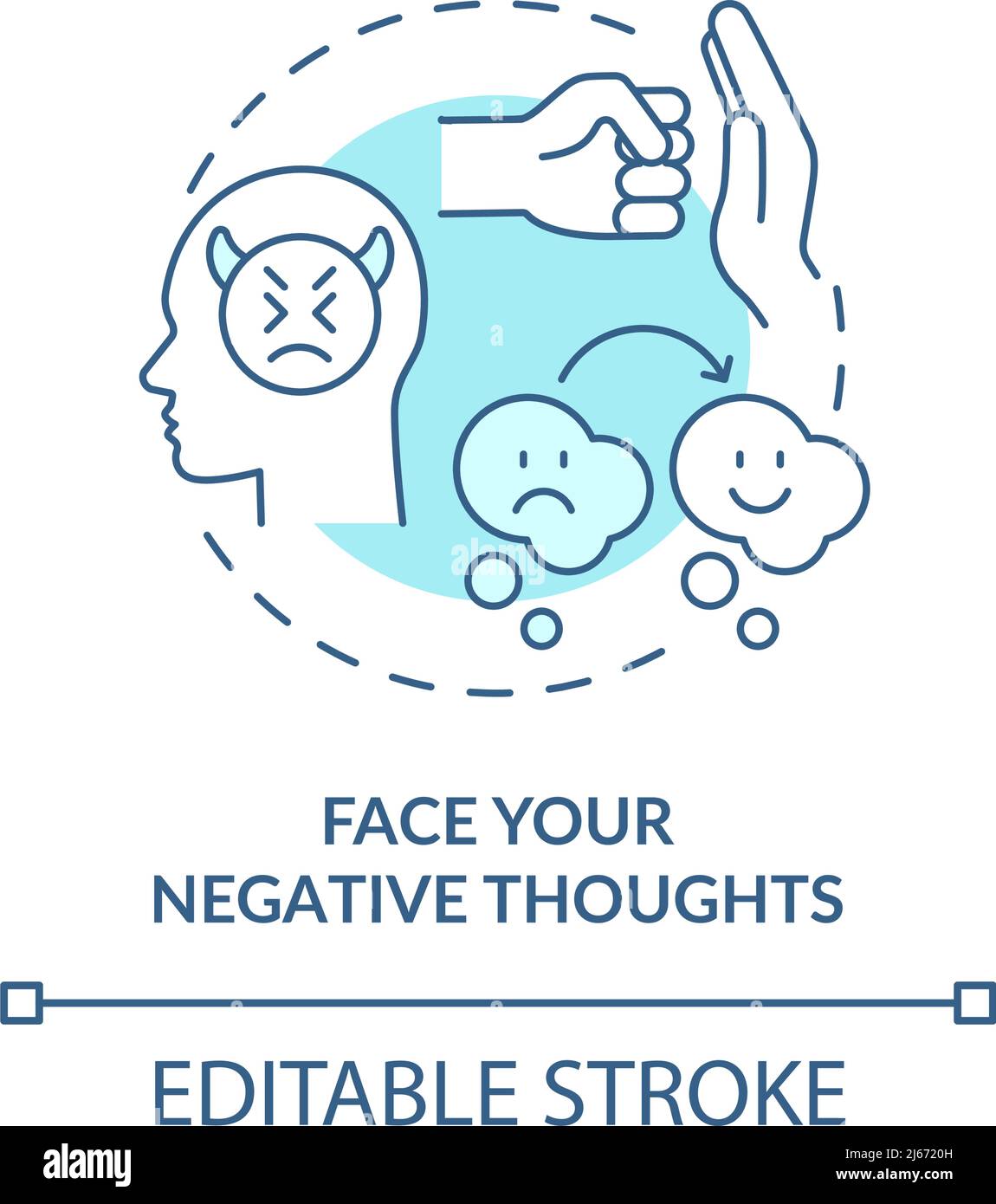 Face negative thoughts turquoise concept icon Stock Vector Image & Art ...