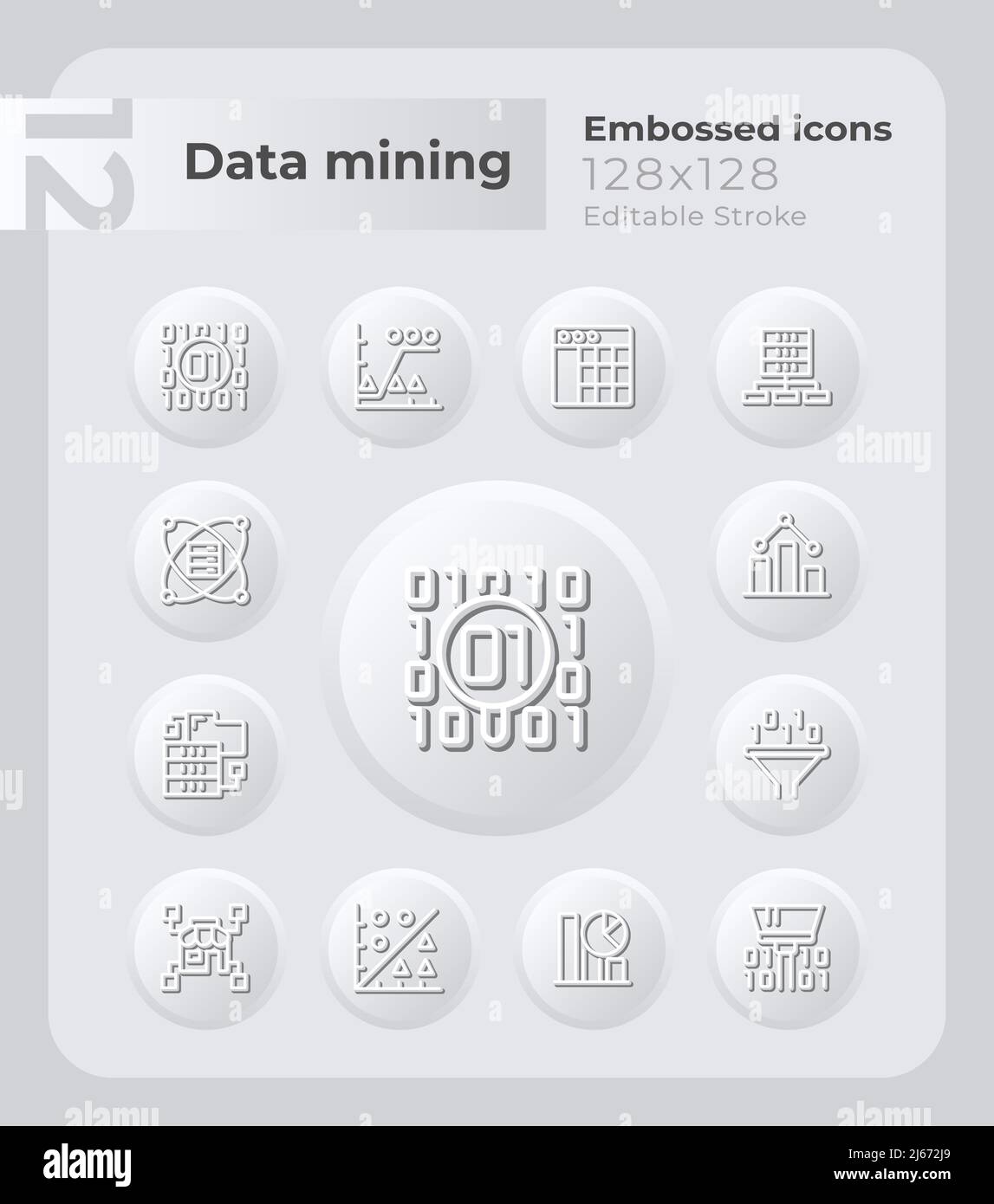 Data mining embossed icons set Stock Vector Image & Art - Alamy