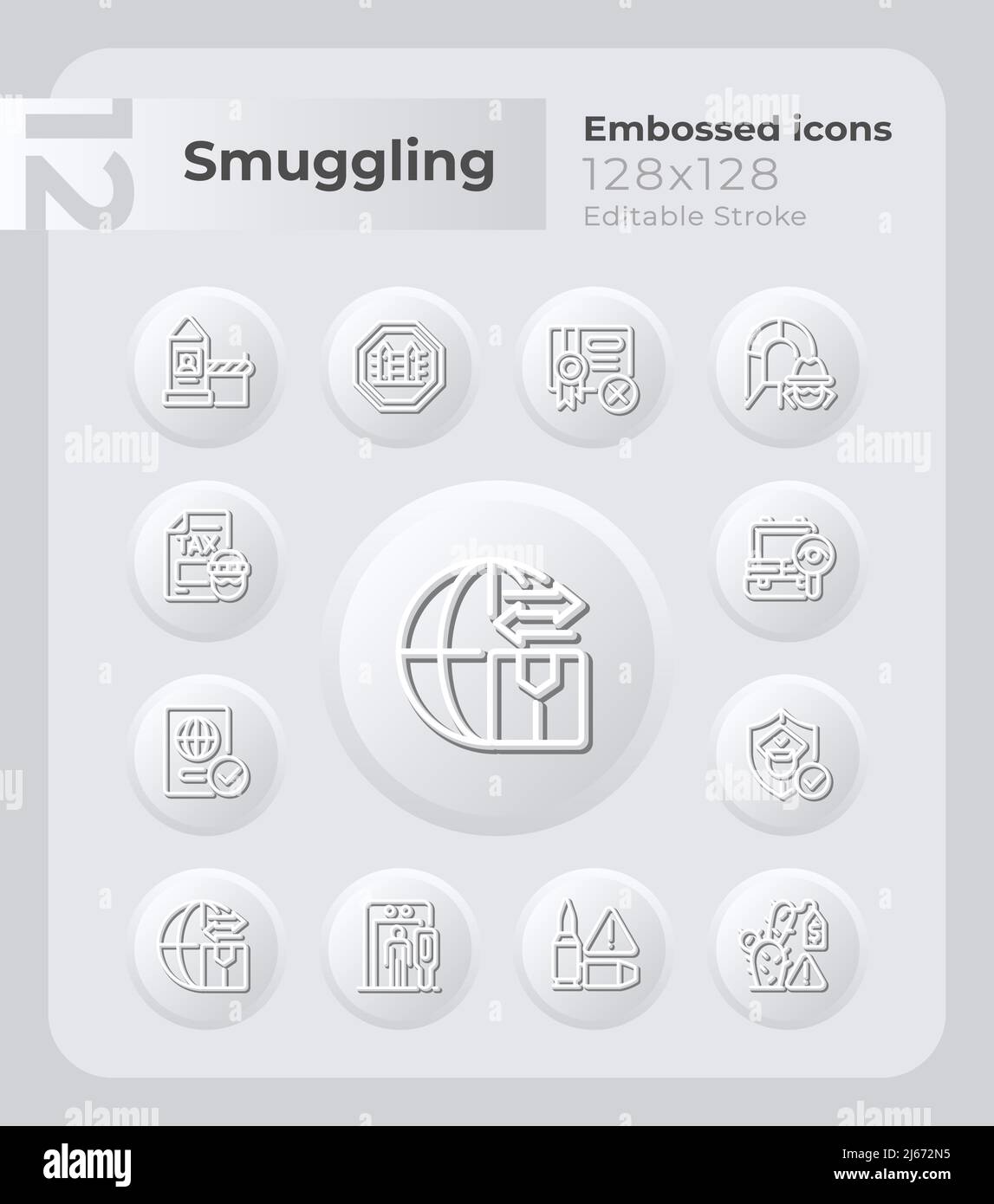 Combat smuggling embossed icons set Stock Vector Image & Art - Alamy
