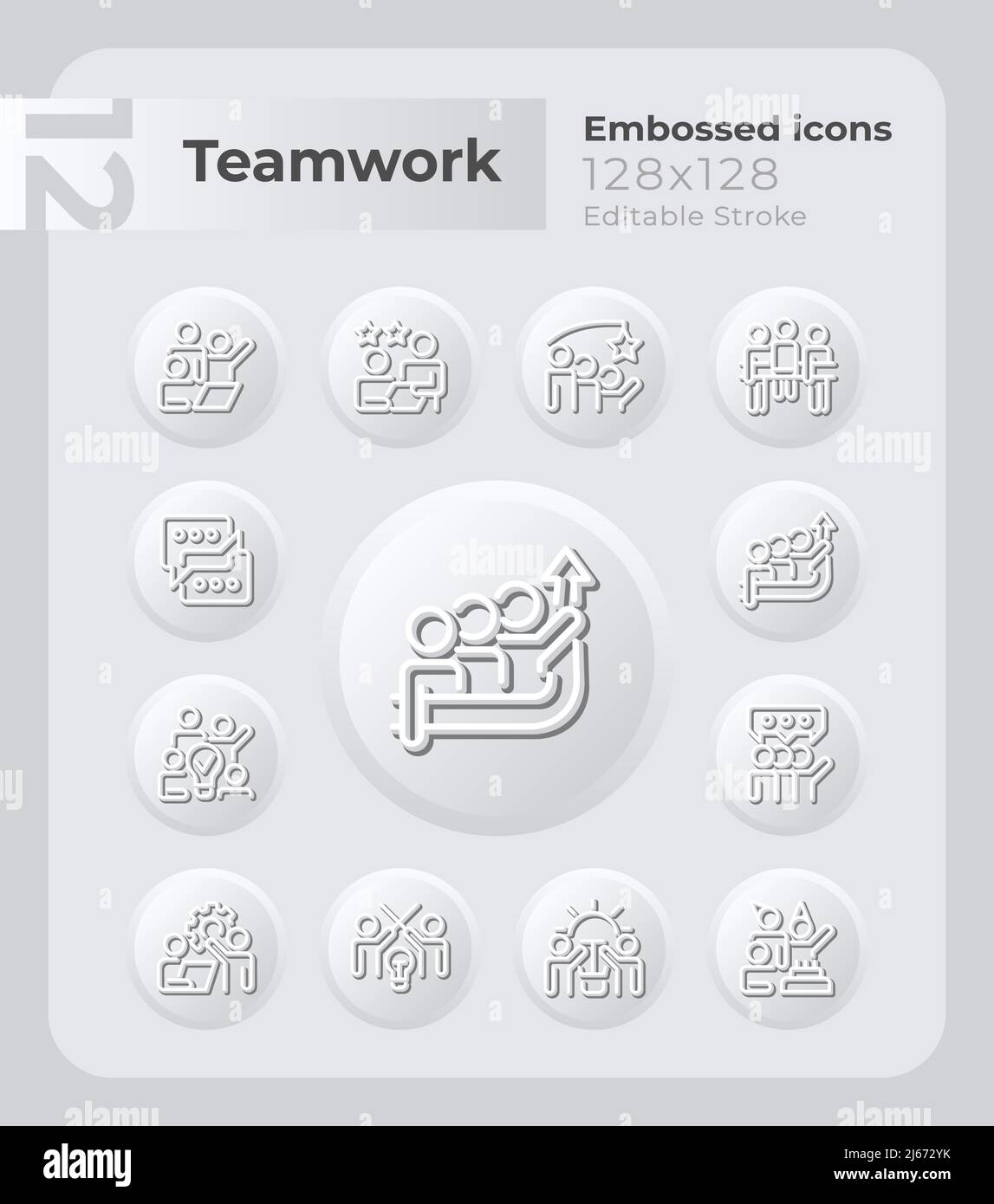 Building successful team embossed icons set Stock Vector Image & Art ...