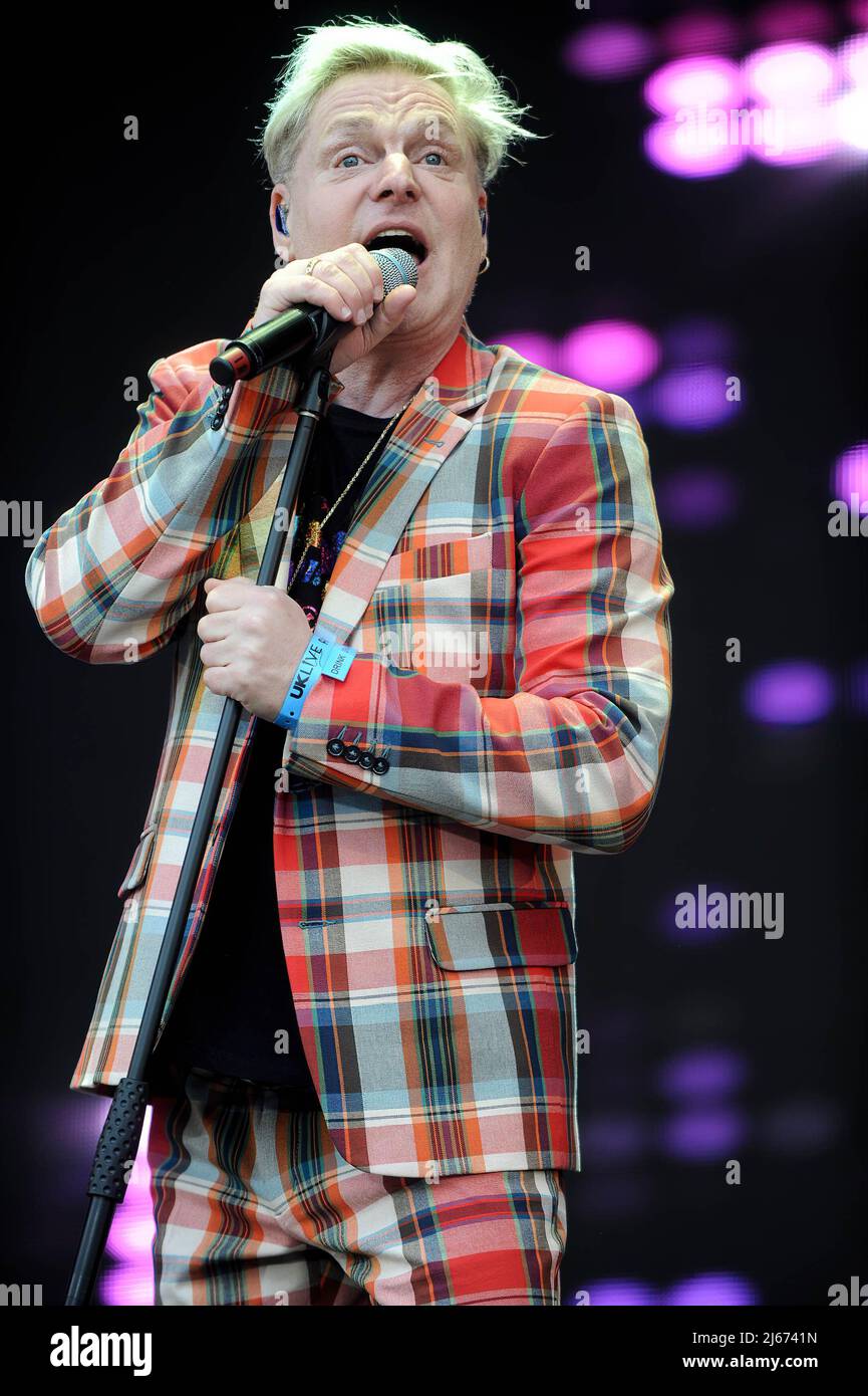 Leeds, UK. 22nd June, 2019. Andy Bell lead singer of Erasure performs ...