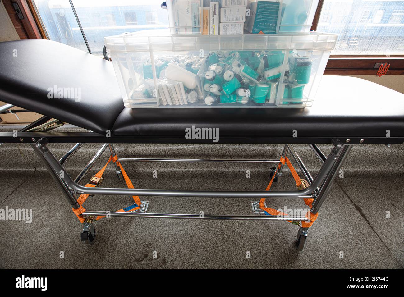 Lviv, Ukraine - April 26, 2022: New re-equipped evacuation medical ...