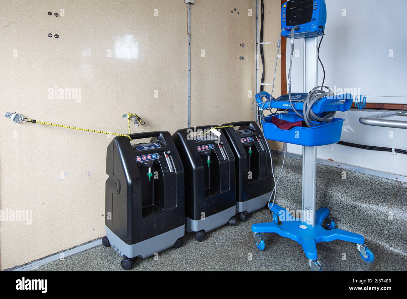 Lviv, Ukraine - April 26, 2022: New re-equipped evacuation medical ...