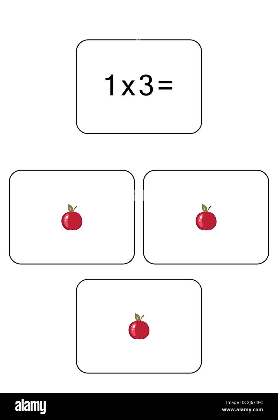 Multiplication table of 1. Maths card with an example, drawing ...