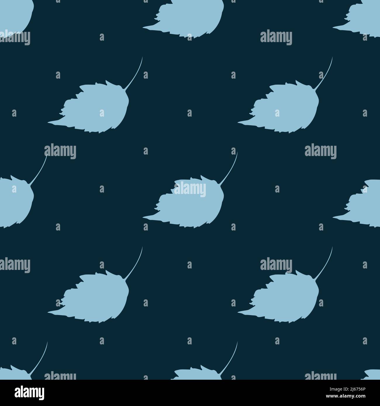 light blue leaves isolated on dark background is in Seamless pattern ...