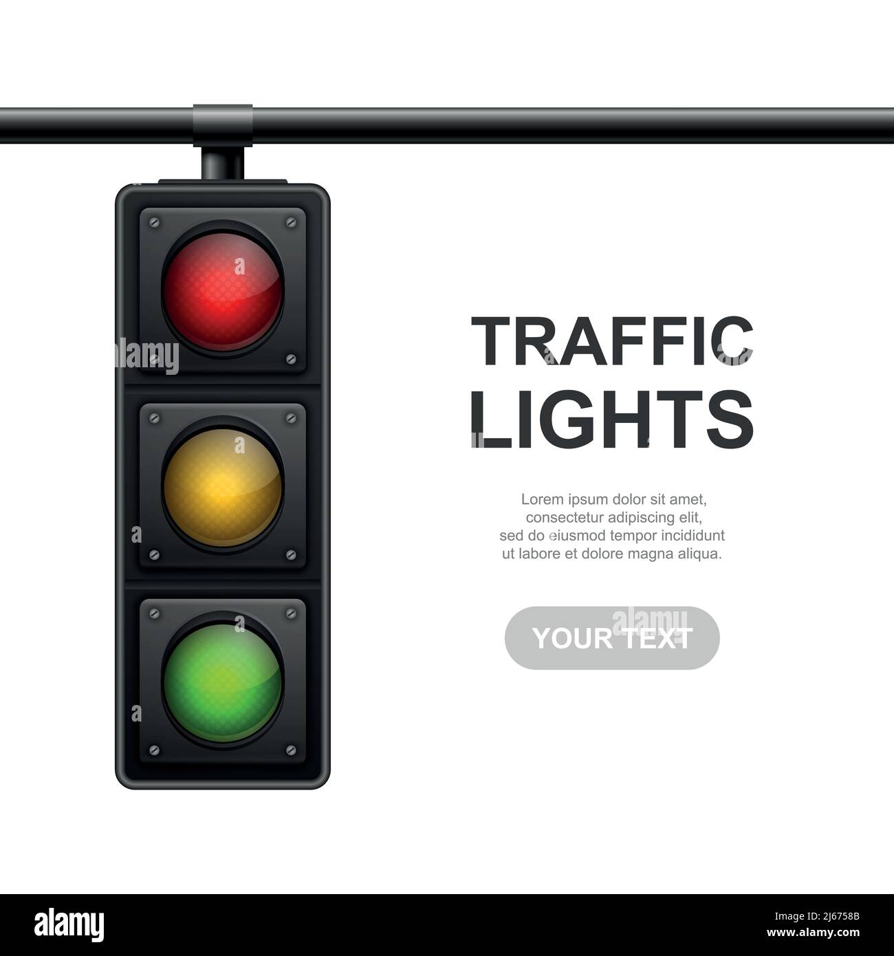 Vector Banner with 3d Realistic Detailed Road Traffic Lights ...
